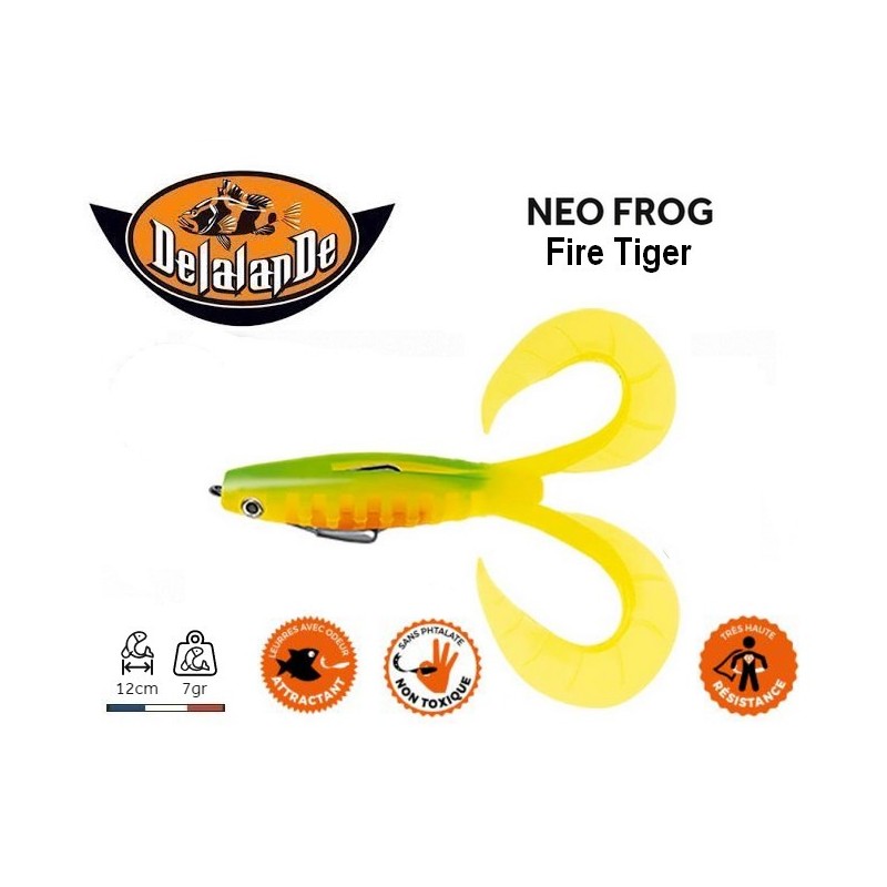 Leurre Souple carnassiers Néo Frog Fire Tiger 12cm 7gr Delalande
