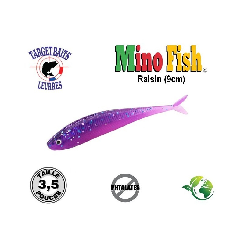 Leurre Souple - Mino Fish Raisin 3.5" 9cm - Target Baits Leurres