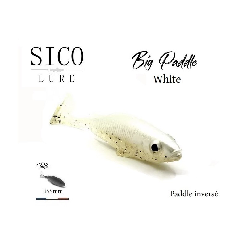 Leurre Souple Shad - Big Paddle Inversé 155 White - Sico Lure